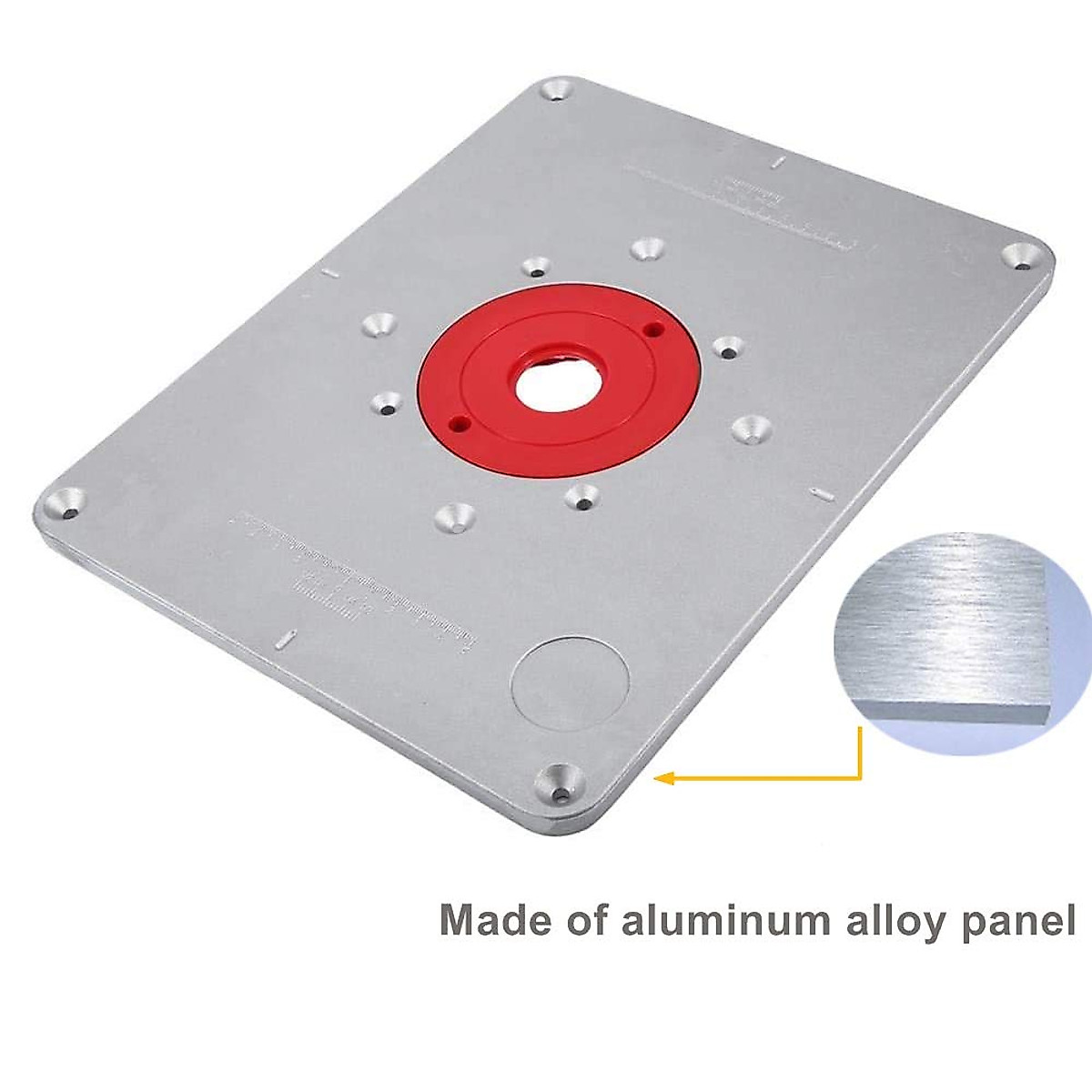 MOPHOEXII Aluminum Alloy milling Cutter Router Table Insert Plate with Plastic Router Insertion Ring and Install Screws for Woodworking Bench, 300mm x 235mm x 9.5mm