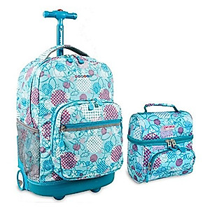 J World Dandelion Sunrise Roller Backpack Back Pack and Corey Lunch Bag Bundle Set