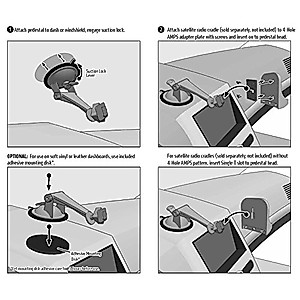 ARKON Windshield Dashboard Sticky Suction Car Mount for XM and Sirius Satellite Radios Single T and AMPS