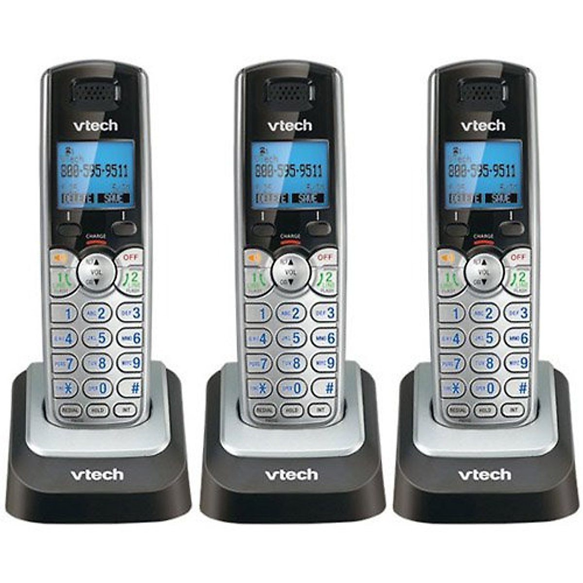 Vtech DS6151 Base with 3 Additional DS6101 Cordless Handsets Bundle