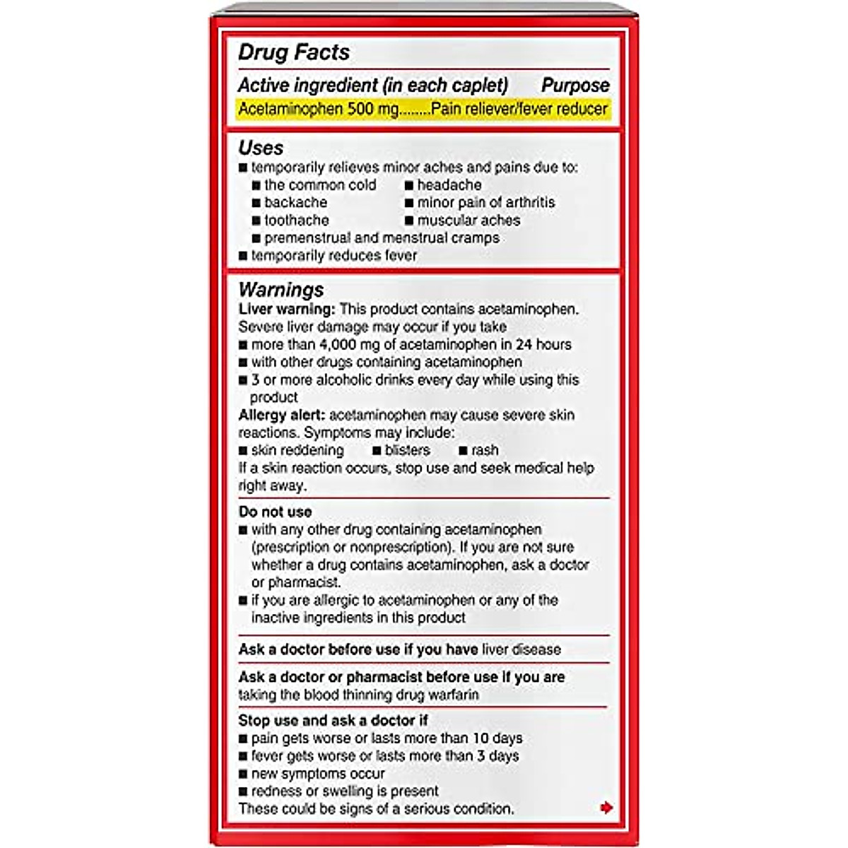 TYLENOL CAPSULE EXTRA STRENGTH 500mg - 100 Ct, Pack of 2