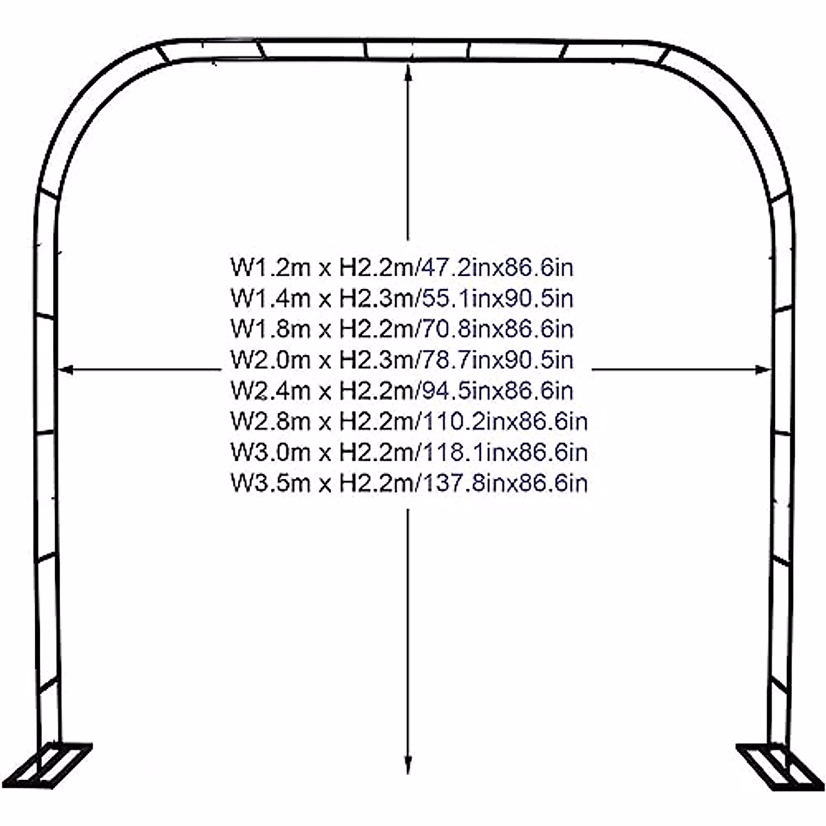 MISKYN Heavy Duty Metal Garden Arch Trellis 1.2M 1.4M 1.8M 2.4M 3M 3.5M Wide Weather-Resistant Rose Arches Wedding Archway Frame, Garden Entrances Decoration Arch Stand,Black,W1.2M*H2.2M