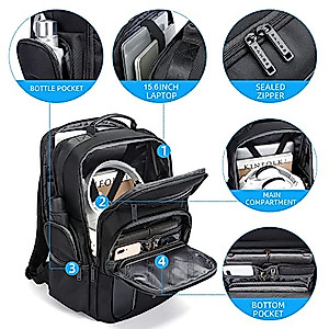BANGE Travel Backpack, Business Durable Laptops Backpack with USB Charging Port, Computer Backpack for Men & Women Fits 15.6 Inch Notebook