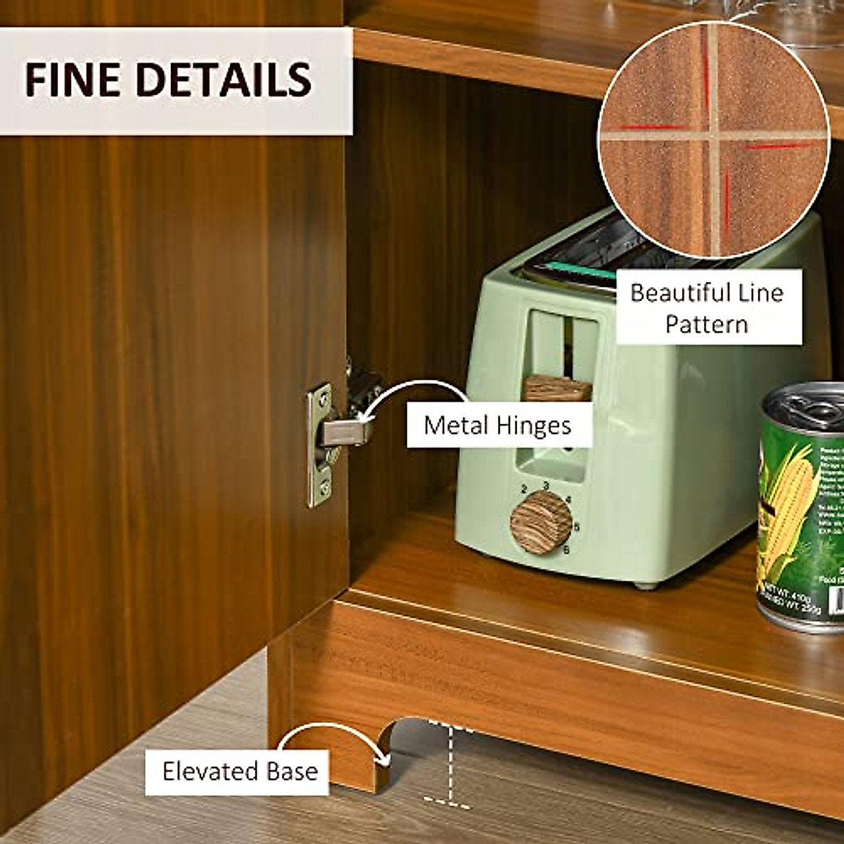 HOMCOM Retro Wine Cabinet for 6 Bottles, Wine Rack Sideboard Serving Bar with Glass Holders and 1 Drawer, Brown