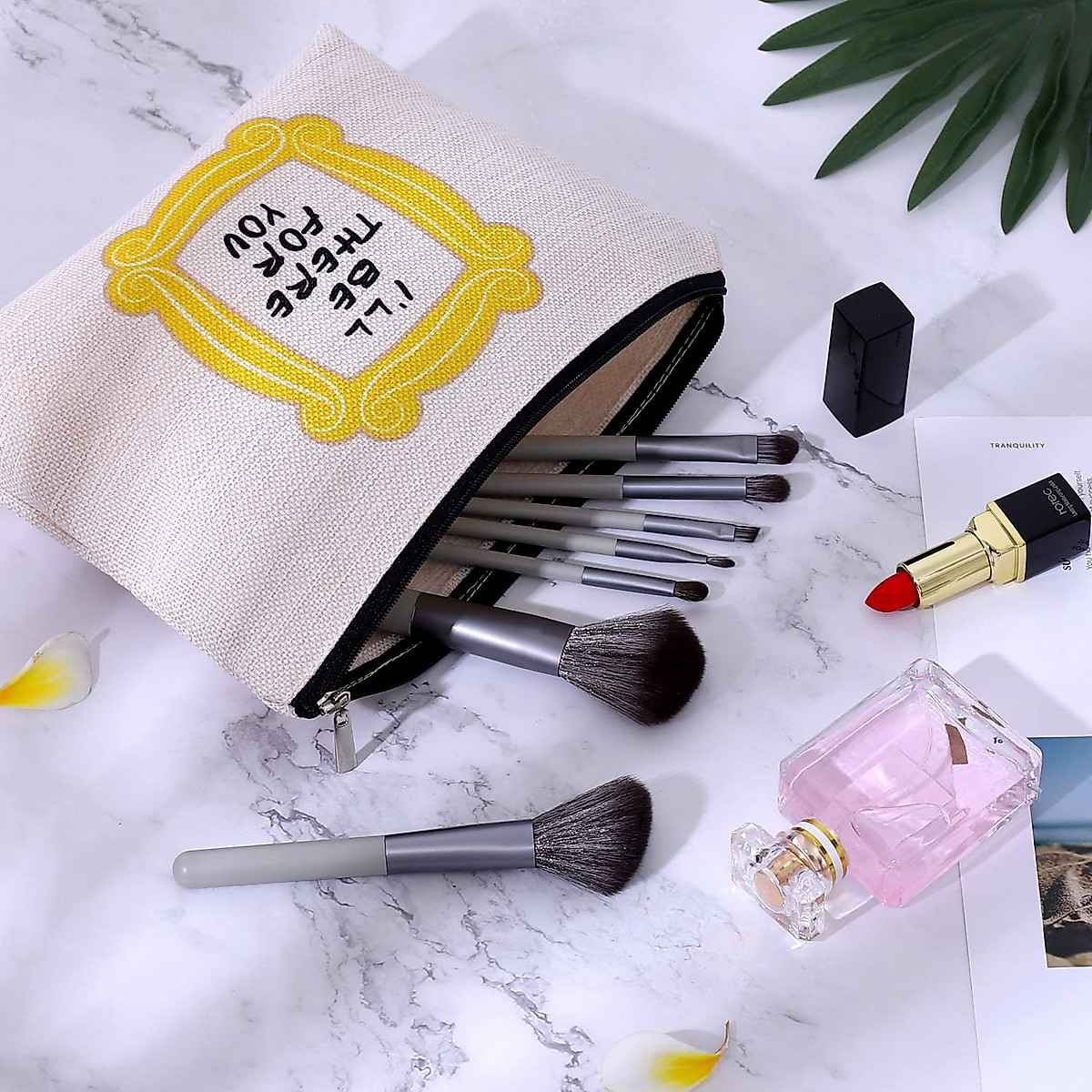 Brital Friends Makeup Bag Friends TV Show Merchandise Yellow Peephole Frame Travel Waterproof Toiletry Cosmetic Bag for Friends Fans