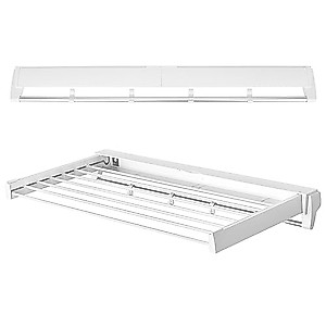 Nisorpa Invisible Wall Mounted Drying Rack Collapsible Wall Mounted Clothes Hanger Clothes Laundry Drying Rack Wall Mount Drying Racks for Laundry 7 Drying Rods (White)