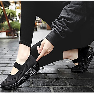 Veroders Women's Working Nurse Shoes Platform Walking Sneakers Wedges Orthotic 2165Black 37