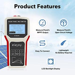 ELEJOY Solar Panel Multimeter Digital- Measure MPPT Power Output Rating, Open Circuit Voltage Smart Tester