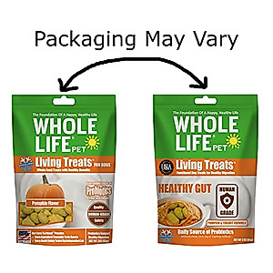 Whole Life Pet Human Grade Probiotic Dog Treats - Pumpkin & Yogurt – Easy Digestion, Firmer Stool, Sensitive Stomachs - Made in The USA