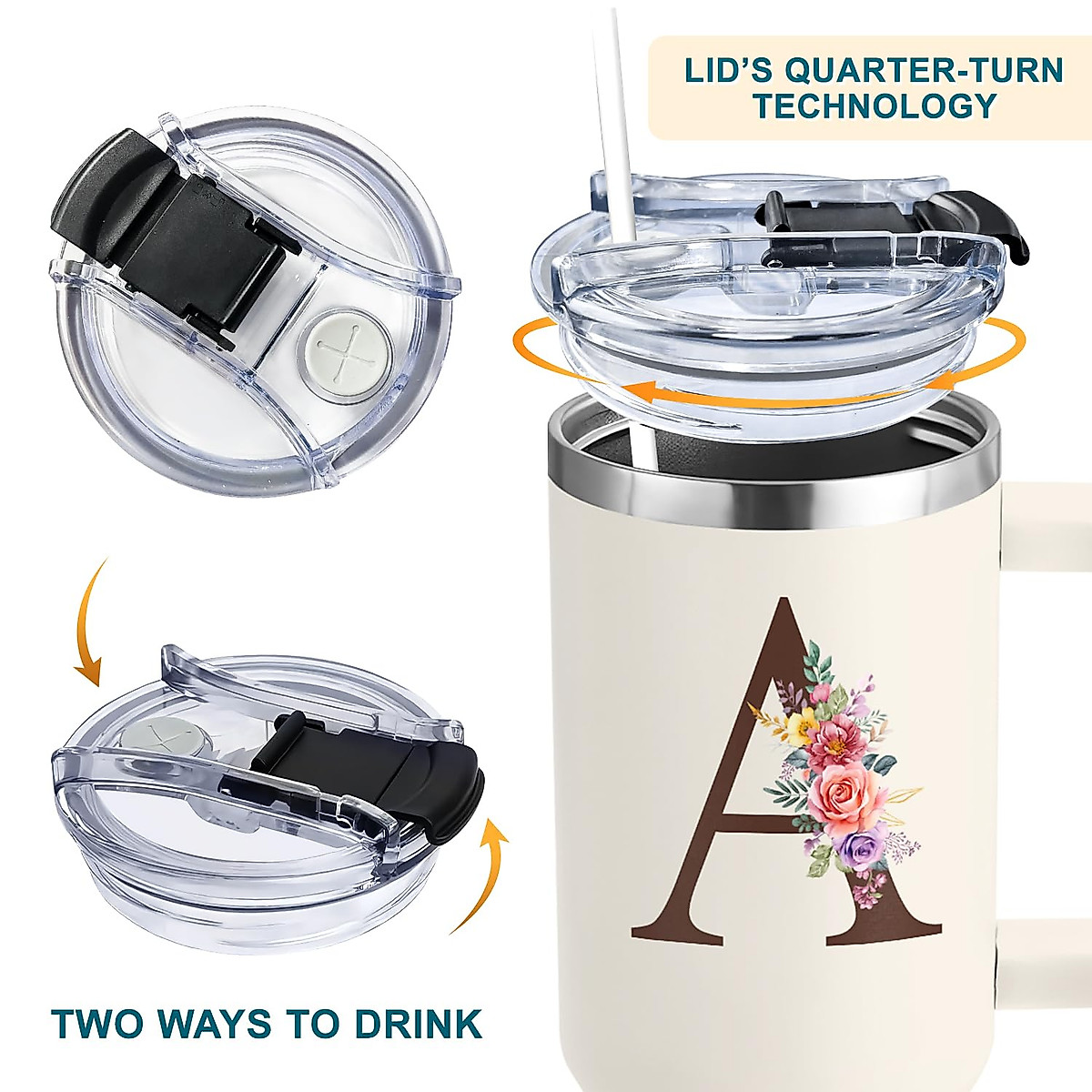 Personalized Gifts For Women - Personalized Gifts For Birthday, Christmas - Monogrammed Gifts Customized Gifts For Woman, Mom, Wife, Best Friend, Sister, Coworkers - Custom Tumbler With Handle 40oz