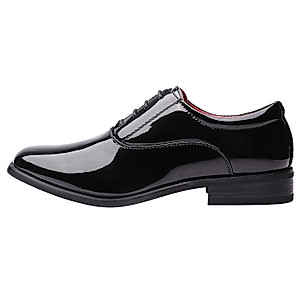 Bruno Marc Men's Faux Patent Leather Tuxedo Derby Dress Shoes Classic Lace-up Formal Oxford Black 10 M US CEREMONY-05