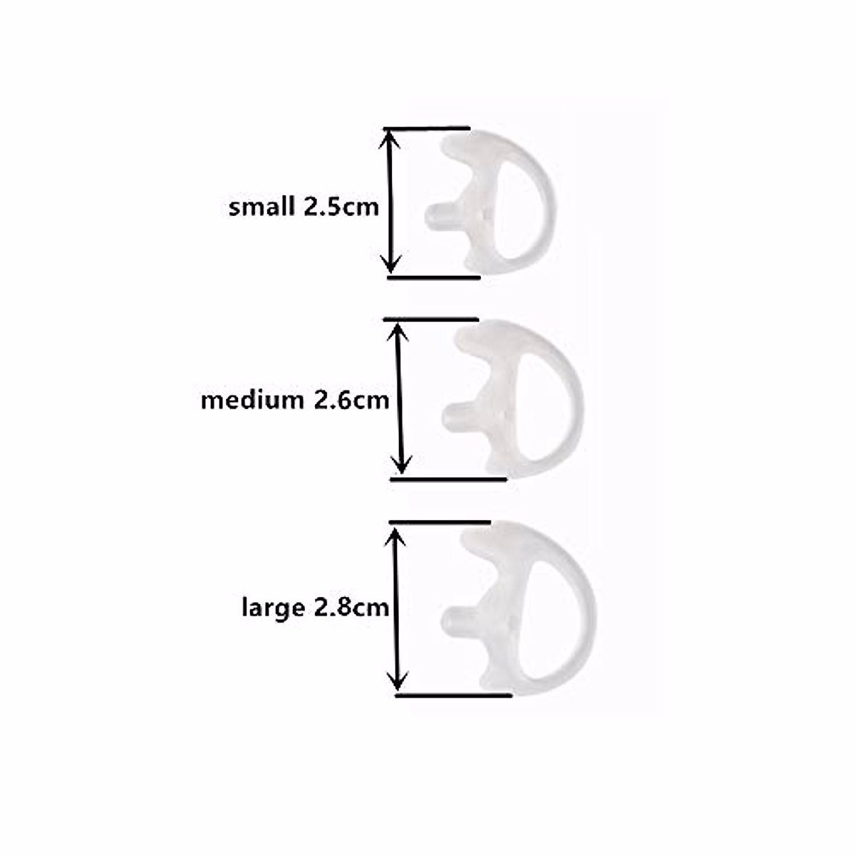 KS K-STORM Two Way Radio Ear Mold Replacement Soft Silicone Ear Insert for Acoustic Coil Tube Earpiece (Transparent, 3 Pair Large,Medium,Small)