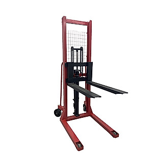 TECHTONGDA Manual Hydraulic Hand Pump Stacker Pallet Stacker Lift Truck Hydraulic Lift Handling Tools with 2200lbs Capacity 63" Lift Height for Single Sided Pallet
