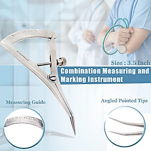 A2Z CASTROVIEJO Caliper Measuring & Marking Device with Graduated 0-40mm Scale and Adjustable Thumbscrew, Stainless Steel Orthopedic Ophthalmic Surgical Medical Measuring Instrument (3.5" Angled)
