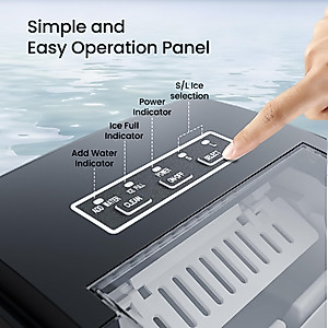 Kismile Ice Makers Countertop with Handle,26Lbs/24H,9 Cubes in 6 Mins,2 Sizes of Bullet Ice,Portable Ice Maker with Self-Cleaning,Ice Maker Machine Perfect for Home & Kitchen(Black)