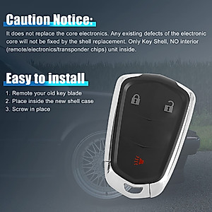 X AUTOHAUX Car Replacement Key Fob Shell Case HYQ2AB for Cadillac SRX 2015-2016 3 Key Button Black
