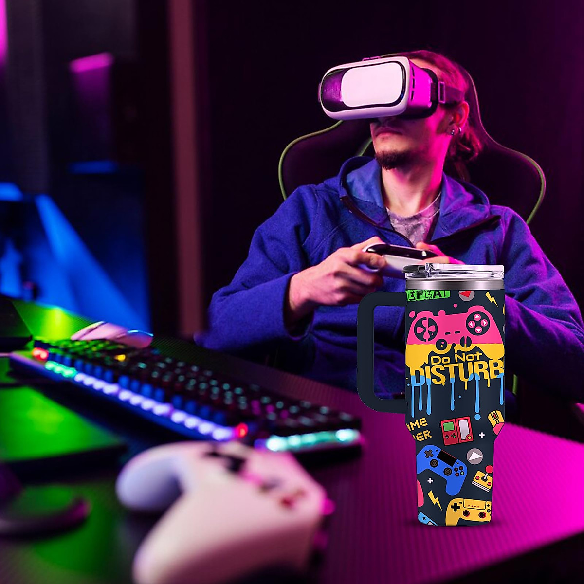 Gamer Gifts for Men Boys, 40oz I'm Gaming Do Not Disturb Tumbler Cup, Teen Boy Gifts Gaming Stuff, Game Lover Gifts for Gaming Mugs, Game Presents for Son Boyfriend Birthday Christmas Gifts for Men