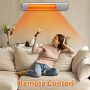 Electric Patio Heater, 1500W Outdoor Heater with 3 Power Settings, Remote Control, Outdoor/Indoor Wall-Mounted Infrared Heater with Fast Heating and Overheat Protection for Large Room, Garage