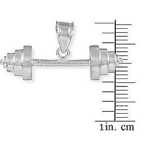 Claddagh Gold 925 Sterling Silver Weightlifting Barbell Sports Pendant