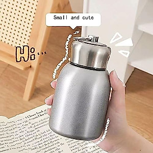 Mini Vacuum Insulated Tumbler Small Stainless Steel Thermal Bottle Water Flask Thermos For Hot and Cold Drinks Travel Coffee Mug 10.2 oz/300ml Silver