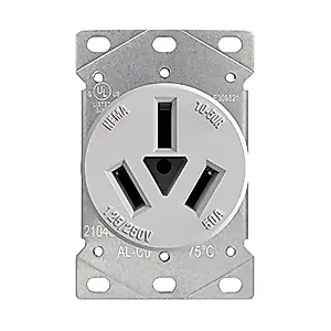 AIDA 10-50R Outlet 50 Amp 3 Pole, 3 Wire 125/250 Volts Non-grounding Heavy Duty Flush Mount Power Outlet Receptacle for EV Charger, Dryer, Welder, Air Compressor, RV, Generator, UL Listed, 030636