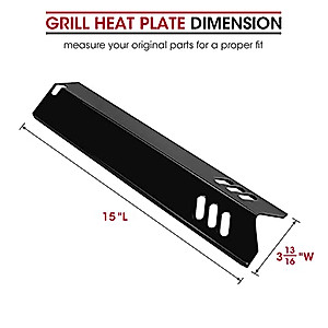 Unicook 15 Inch Grill Heat Plates 5 Pack, Grill Replacement Parts Porcelain Heat Shields, Compatible for Brands DGF510SSP, DGF510SBP, Backyard, Uniflame GBC1059WB, Grill Burner Covers Flame Tamer