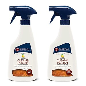 Guardsman Clean & Polish For Wood Furniture - Lemon Fresh - 16 oz - Silicone Free, UV Protection - 2 Pack