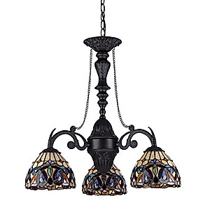 Chloe Lighting CH33353VR21-DC3 Serenity Tiffany-Style Victorian 3-Light Mini Chandelier, 25.8 x 20.5 x 20.5", Bronze