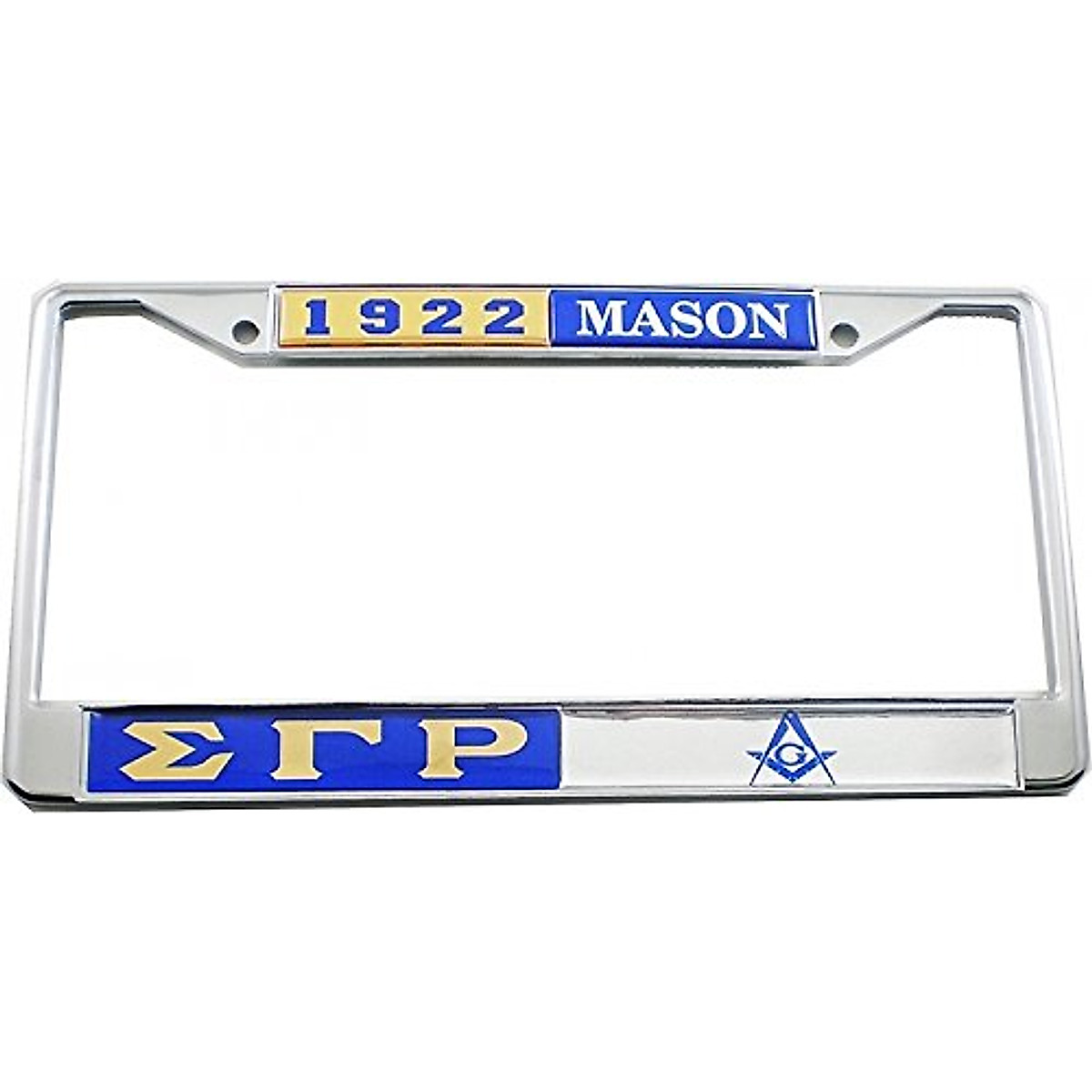 Sigma Gamma Rho + Mason Split License Plate Frame [Blue/Silver - Car/Truck]