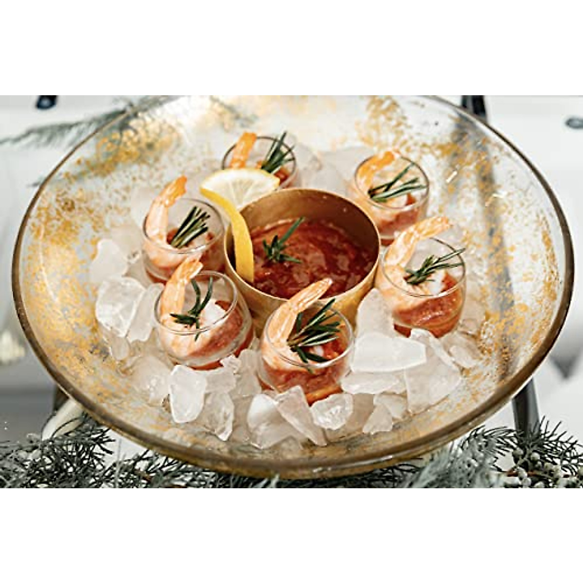 Mud Pie, Gold, Foiled Glass Chip & Dip Set, 2.75" x 12.5" dia, chip 2 3/4" x 12 1/2" dia | dip 2" x 3 1/2" dia