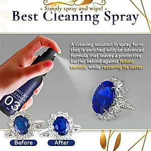 wekunro Jewelry Instant Shine Silver Jewelry Cleaner Spray and Brush Kit, Diamond-Shine Jewelry Cleaner Spray Set, Quick Jewelry Cleaning Spray Restore Sparkle for Jewelry 30ml (1PCS)