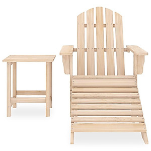 Tidyard Patio Adirondack Chair with Ottoman and Table Solid Fir Wood Outdoor Fire Pit Chair Wooden Garden Armchair for Porch Pool Lawn Deck Backyard Balcony Outdoor