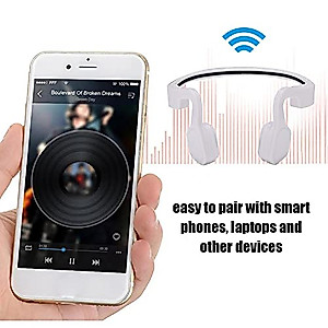 ASHATA Bone Conduction Headphones, Bluetooth 4.2 CVC Noise Cancelling Bone Conduction Outdoor Sports Stereo Earphone Headset for Walking, Hiking, Running(White)