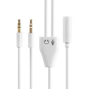 Headphone Splitter for Computer 3.5mm Jack Audio Microphone Splitter Female to Headset/Mic Dual Male Stereo Adapter Earphones Port to Gaming Headset PC Laptop Converter (White)