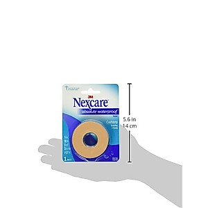 Nexcare Absolute Waterproof First Aid Tape, from The #1 Leader in U.S. Hospital Tapes, Stays on During Sports, Seals Out Water, Dirt and Germs, 1-Inch x 5-Yard Roll