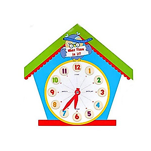 Childrens Learn To Tell The Time Educational House Shape Clock