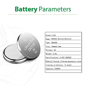 LiCB CR2032 Battery,Long-Lasting & High Capacity CR2032 Lithium Batteries,3 Volt Coin & Button Cell (5-Pack)