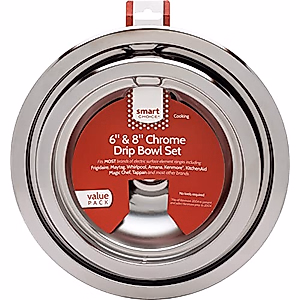 Smart Choice Universal Drip Bowl Set of 2, One 6 Inch Bowl and One 8 Inch Bowl, for Electric Oven Ranges, gray