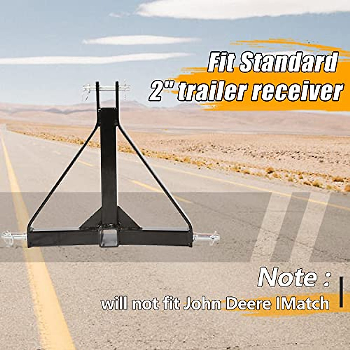 HECASA Standard 3 Point 2 inch Trailer Hitch Receiver Adapter Category One Tractor Tow Hitch Drawbar Adapter