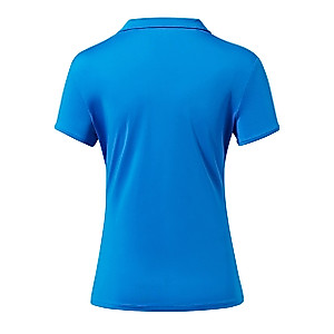 Willit Women's Tennis Shirts Quick Dry Golf Polo Shirts Short Sleeve Active Workout Shirts UPF 50+ Running Tops Brilliant Blue L