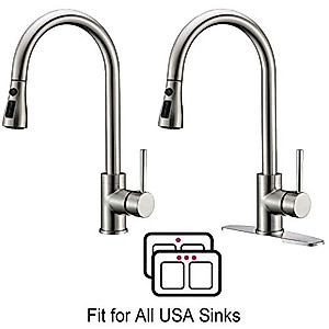 Delle Rosa Kitchen Faucet, Brushed Nickel, Single Handle, Pull-Down, 3-Way Spray Setting, Easy Installation, Lead-Free
