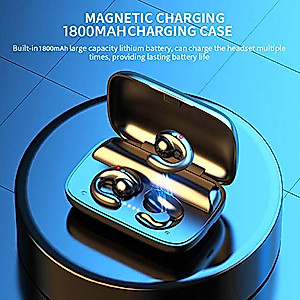 Heave Bone Conduction Headphones Bluetooth 5.0 Wireless Earphone Sports Music Sport Handsfree Headsets with Microphone and HiFi Sound for Android Smartphones Black