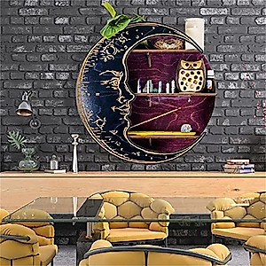 Crescent Moon Shelf for Crystals Stone Essential Oil, Small Plant and Art - Wall Room and Gothic Witchy Decor- Moon Phase Rustic Boho Shelfs - Wooden Hanging Floating Shelves (Purple)