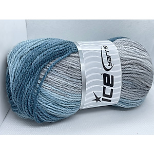 Magic Worsted Yarn - Grey, Slate, Blue Self-Striping Acrylic, Worsted Weight 202 Yards (185 Meters) 3.53 Ounces (100 Grams)