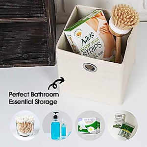 J JACKCUBE DESIGN Rustic Wood Farmhouse Bathroom Shelve Organizer Rack with 4 Cube Shelf Storage Compartments with 2 White Basket for Toiletries, Plants, Candles, Diffuser - MK 597A