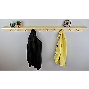 60" Unfinished Shaker Peg Rack With Shelf