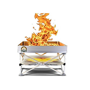 Campfire Defender Protect Preserve Pop-Up Fire Pit | Portable and Lightweight | Fullsize 24 Inch | Weight 8 lbs. | Never Rust Fire Pit | Included Heat Shield for Leave No Trace Fires
