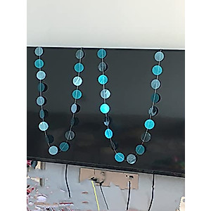 Hellensp Sage Green Circle Garland 4 Pack Green Dots Paper Garland String Hanging Backdrop 52 feet Teal Circle Garland for Birthday Rustic Wedding Baby Shower Vintage Party