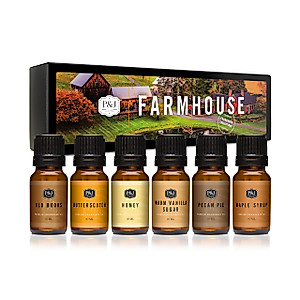 P&J Fragrance Oil Farmhouse Set | Old Books, Butterscotch, Honey, Warm Vanilla Sugar, Pecan Pie, Maple Syrup Candle Scents for Candle Making, Freshie Scents, Soap Making Supplies