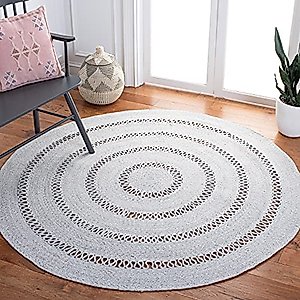 SAFAVIEH Cape Cod Collection 5' Round Grey CAP221F Handmade Braided Area Rug